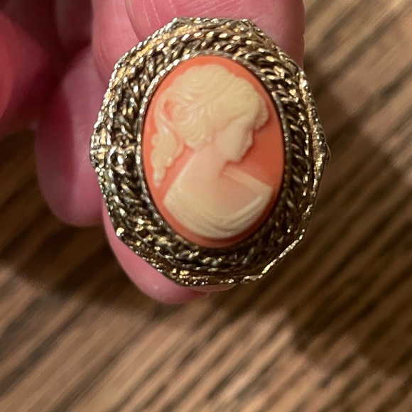 OPERI | Jewelry | Vintage Cameo Ring With Silver Band | Poshmark
